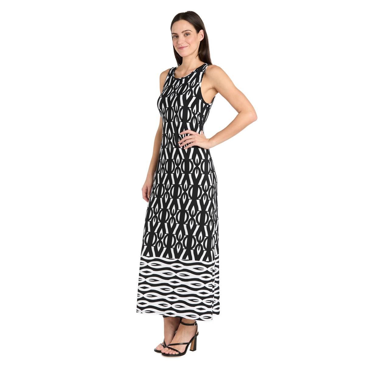 Click here for Womens R&M Richards Geometric Sleeveless Maxi Dres... prices