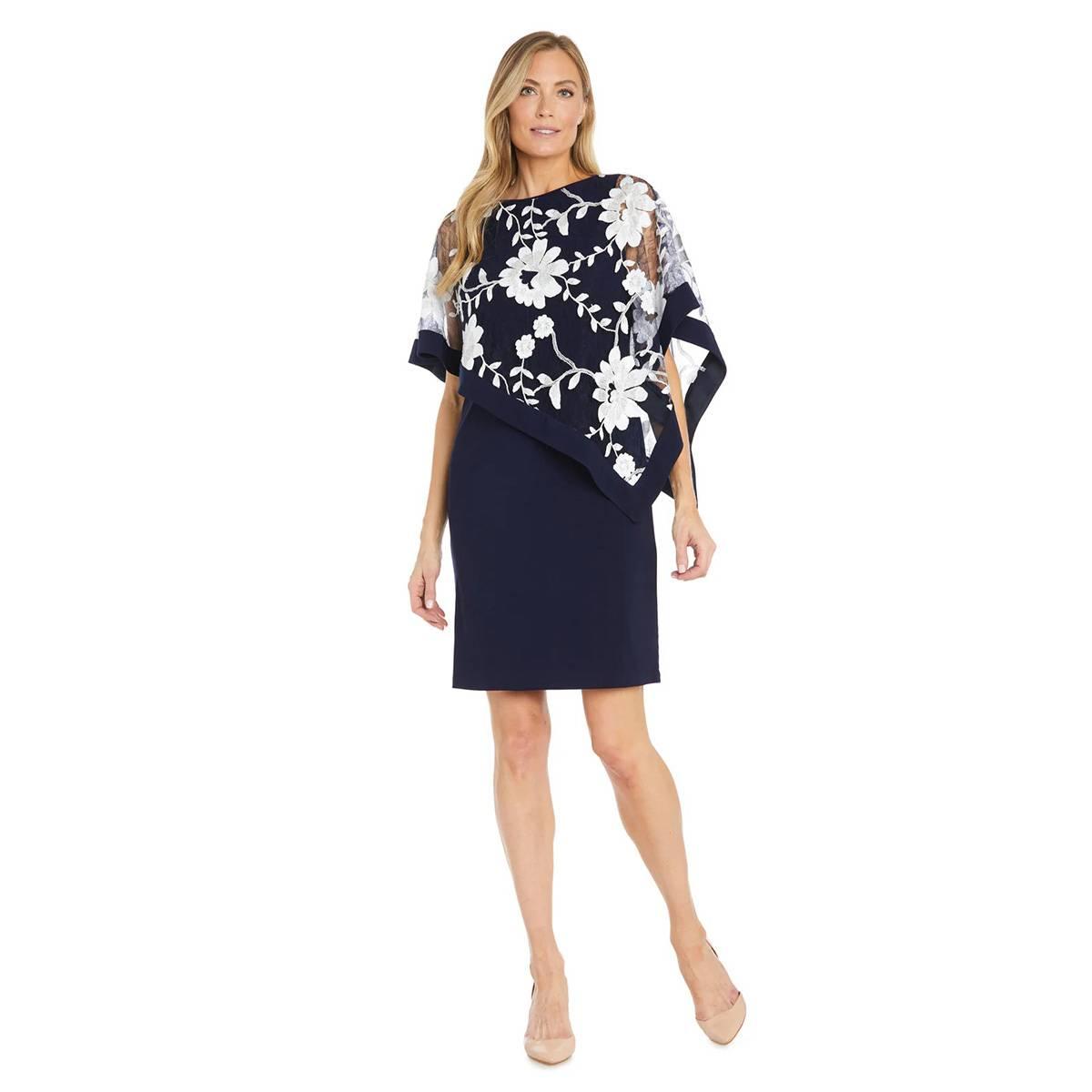 Click here for Petite R&M Richards Floral Threadwork Poncho Sheat... prices