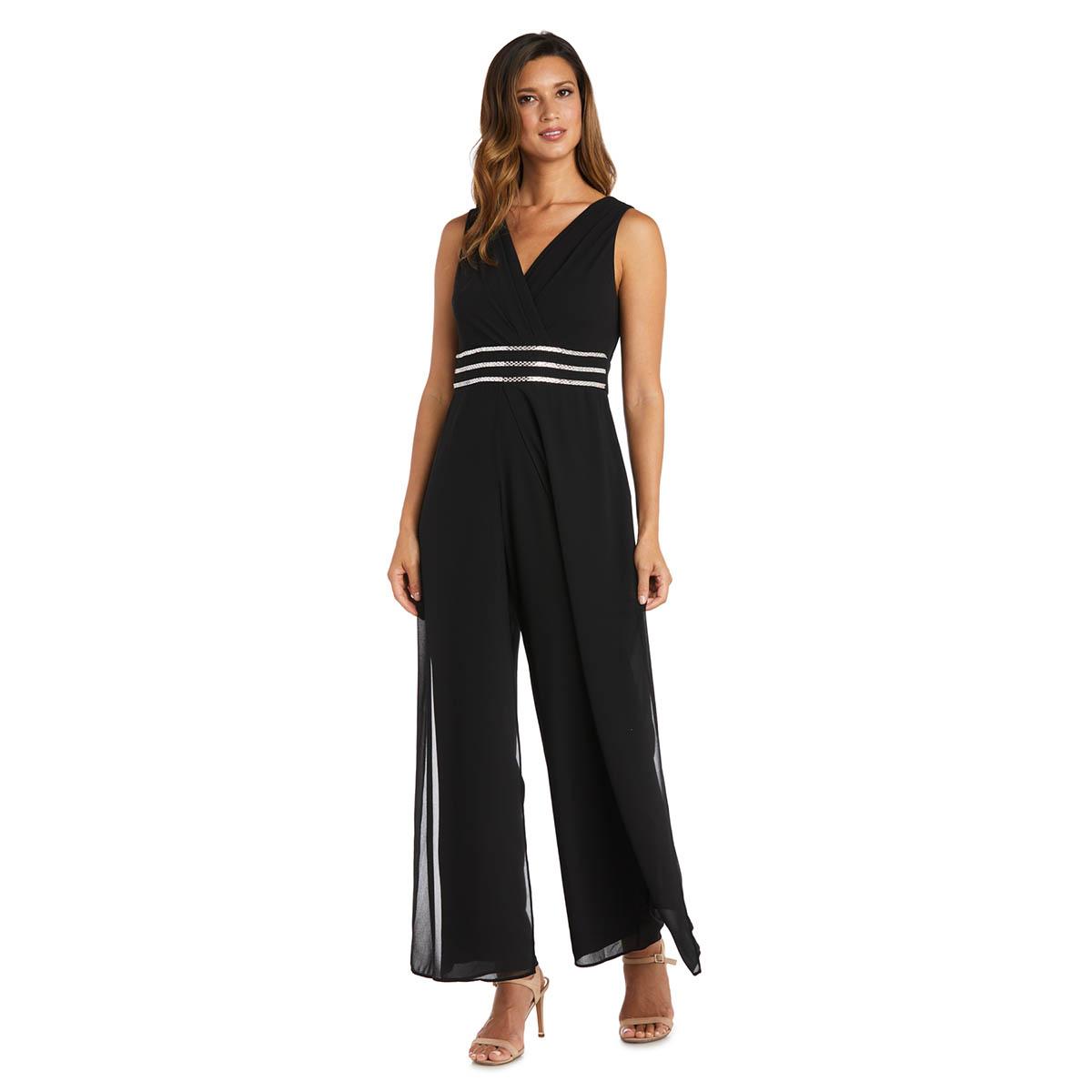 Click here for Petite R&M Richards Sleeveless Wrap Front Jumpsuit prices