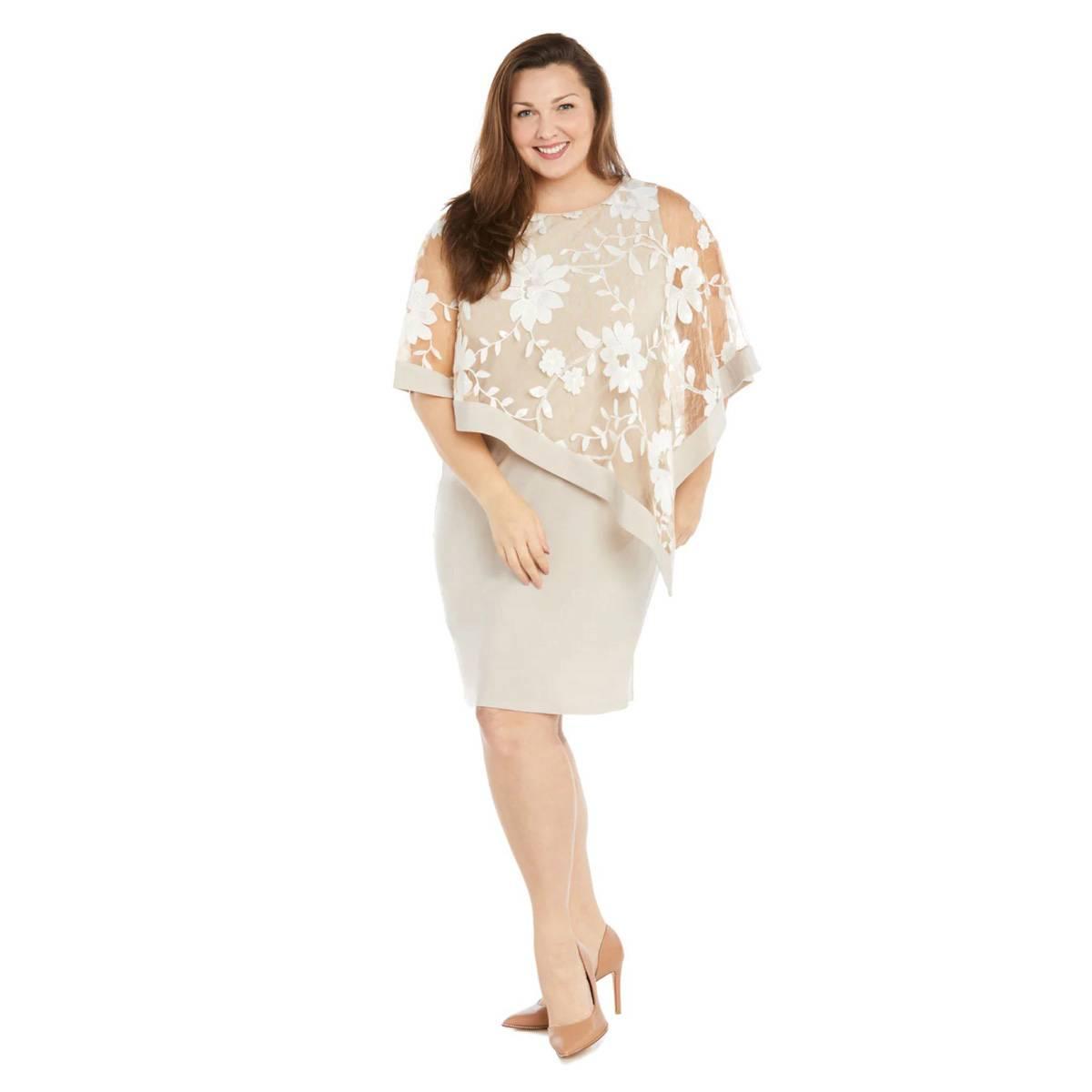 Click here for Plus Size R&M Richards Floral Threadwork Poncho Sh... prices