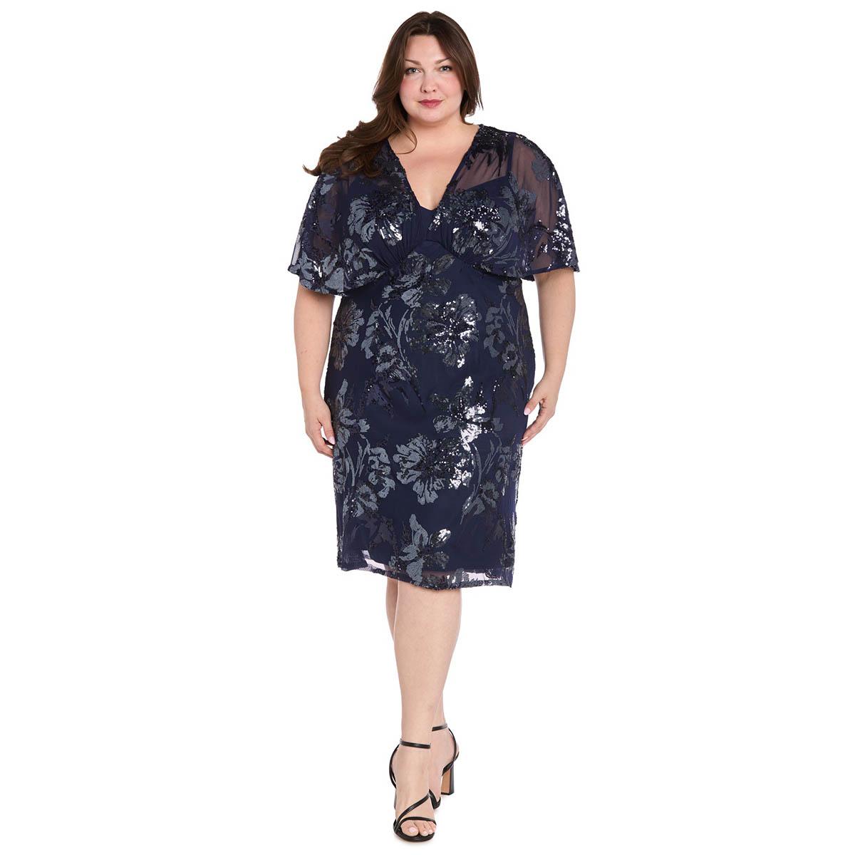Click here for Plus Size R&M Richards Flutter Sleeve Sequin Flora... prices