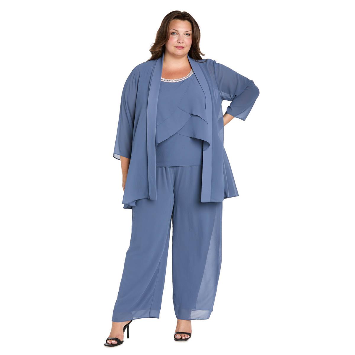 Click here for Plus Size R&M Richards 3pc. Chiffon Tier Pant Set prices