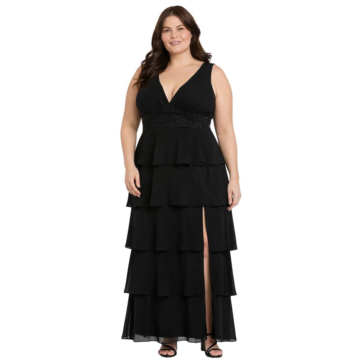 Click here for Plus Size R&M Richards Sleeveless Tier Beaded Trim... prices