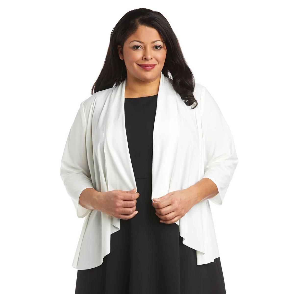 Click here for Plus Size R&M Richards 3/4 Sleeve Swing Shrug prices