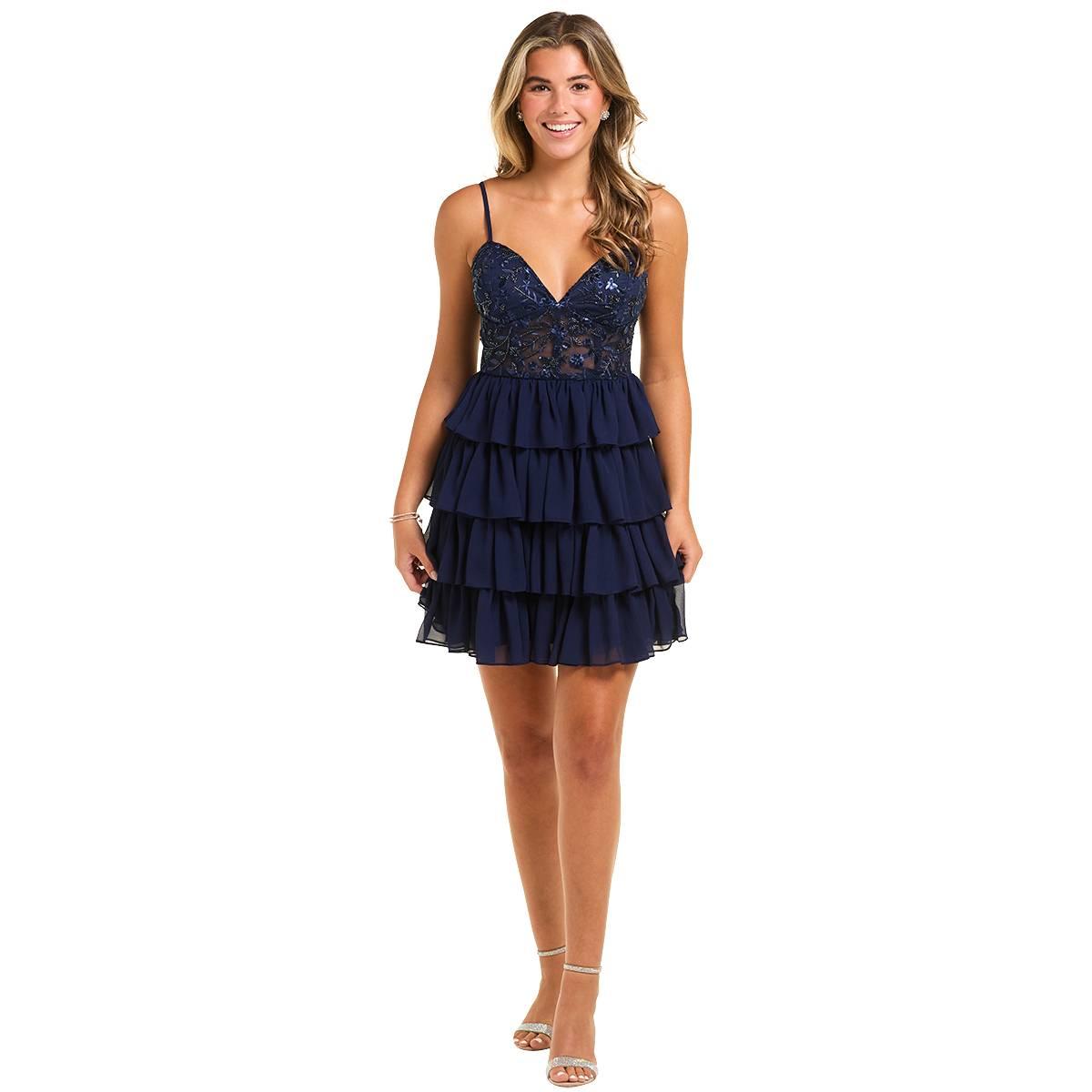 Click here for Juniors Jump Embellished Corset Tier Slip Dress prices