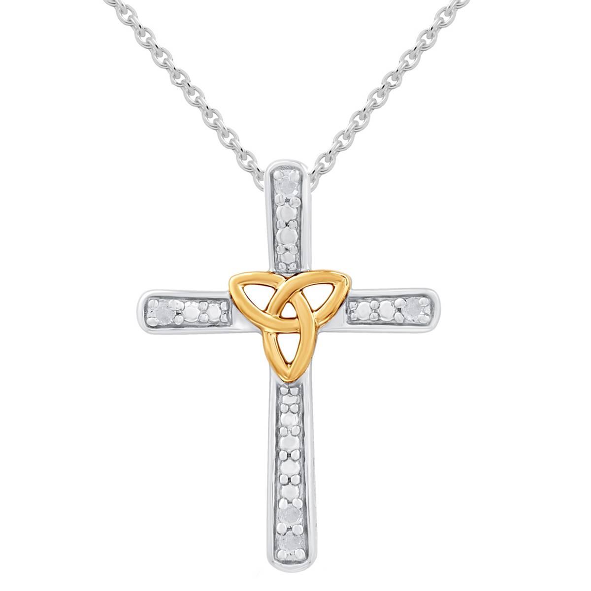 Click here for Marsala 1/20ctw. Diamond Two-Tone Cross Pendant Ne... prices