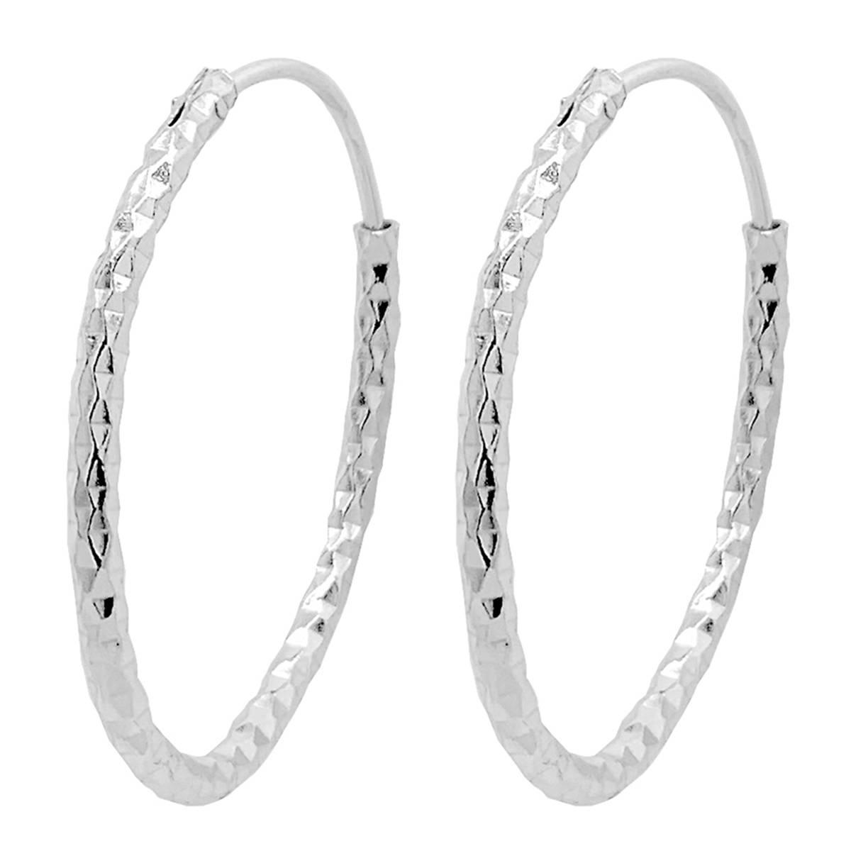 Click here for Marsala Sterling Silver Diamond-Cut Hoop Earrings prices