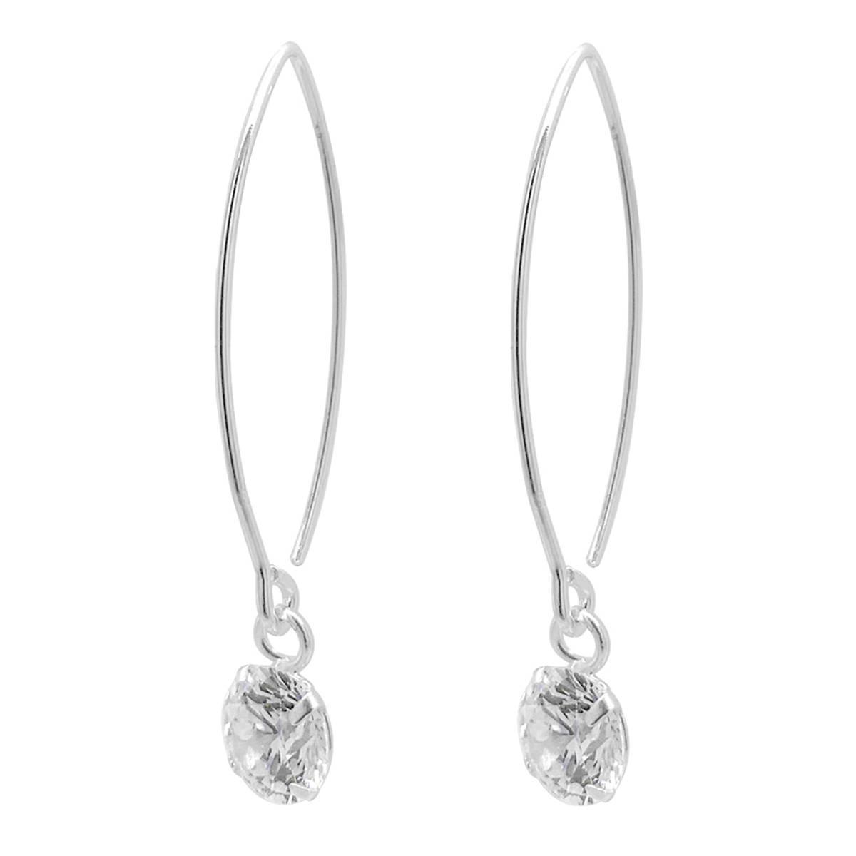 Click here for Marsala Sterling Silver 6mm CZ Drop Wire Earrings prices