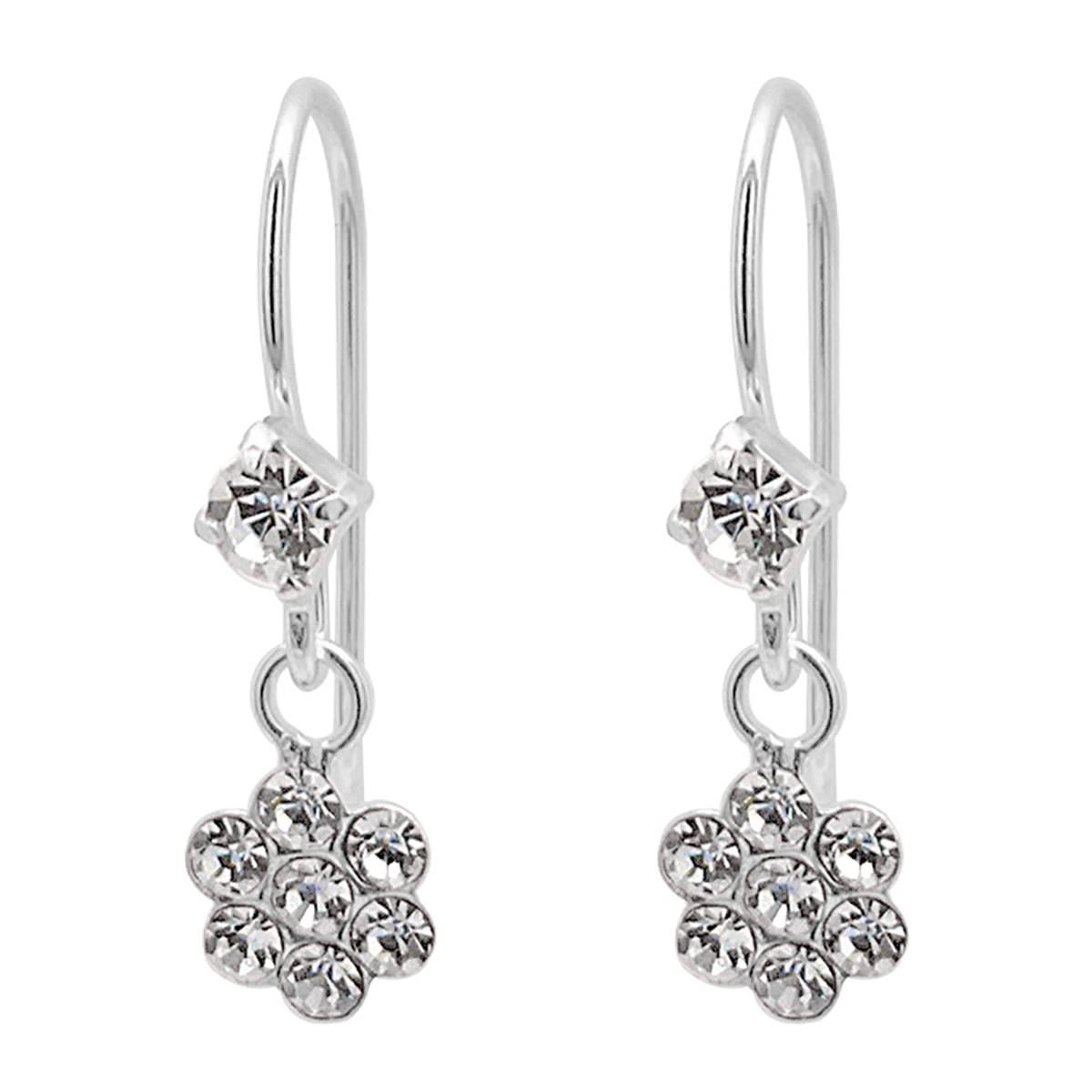 Click here for Marsala Sterling Silver Crystal Flower Drop Earrin... prices