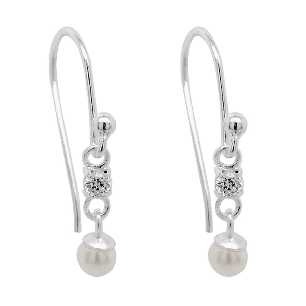 Click here for Marsala Sterling Silver CZ & Pearl Drop Earrings prices