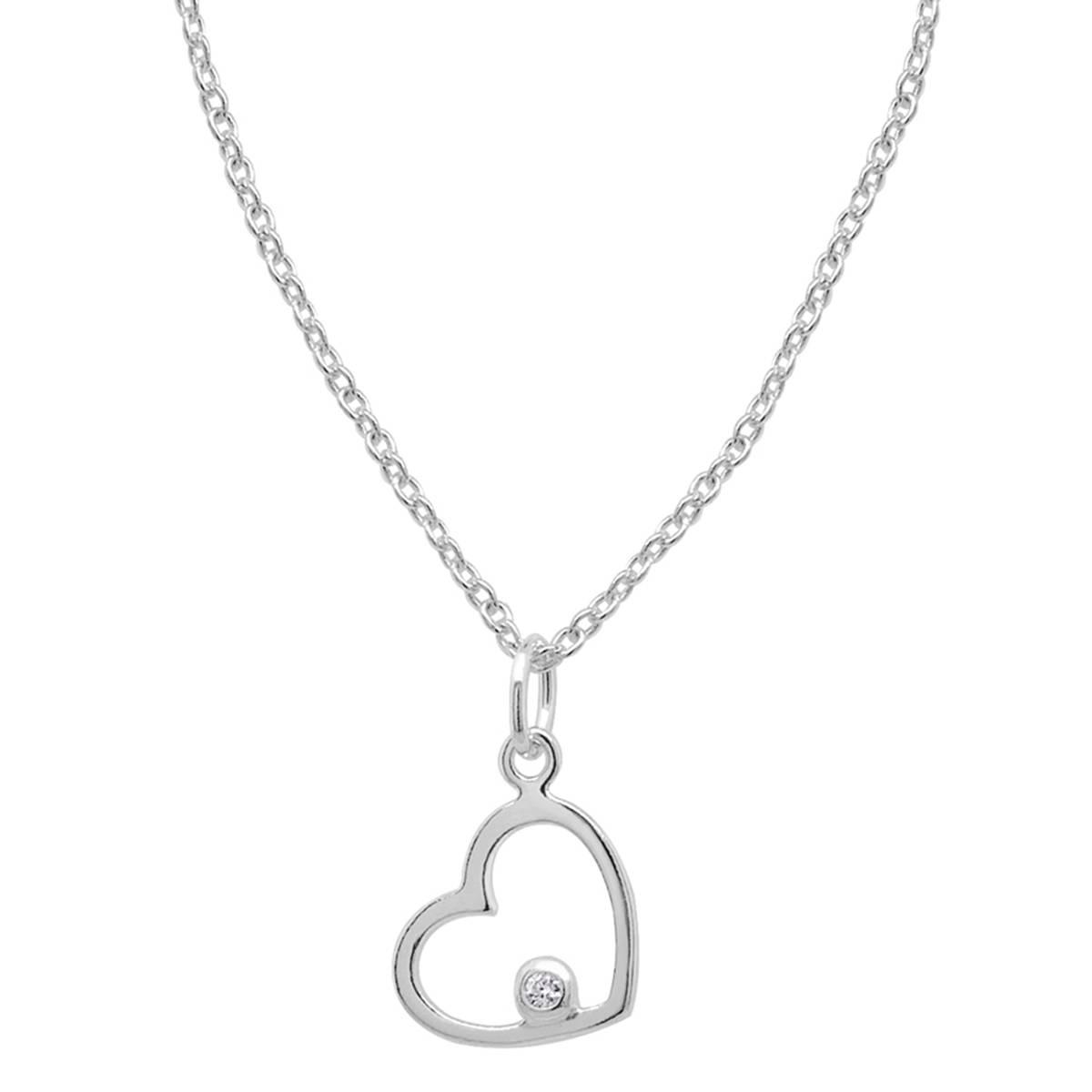 Click here for Marsala 18in. Sterling Silver CZ Accent Heart Pend... prices