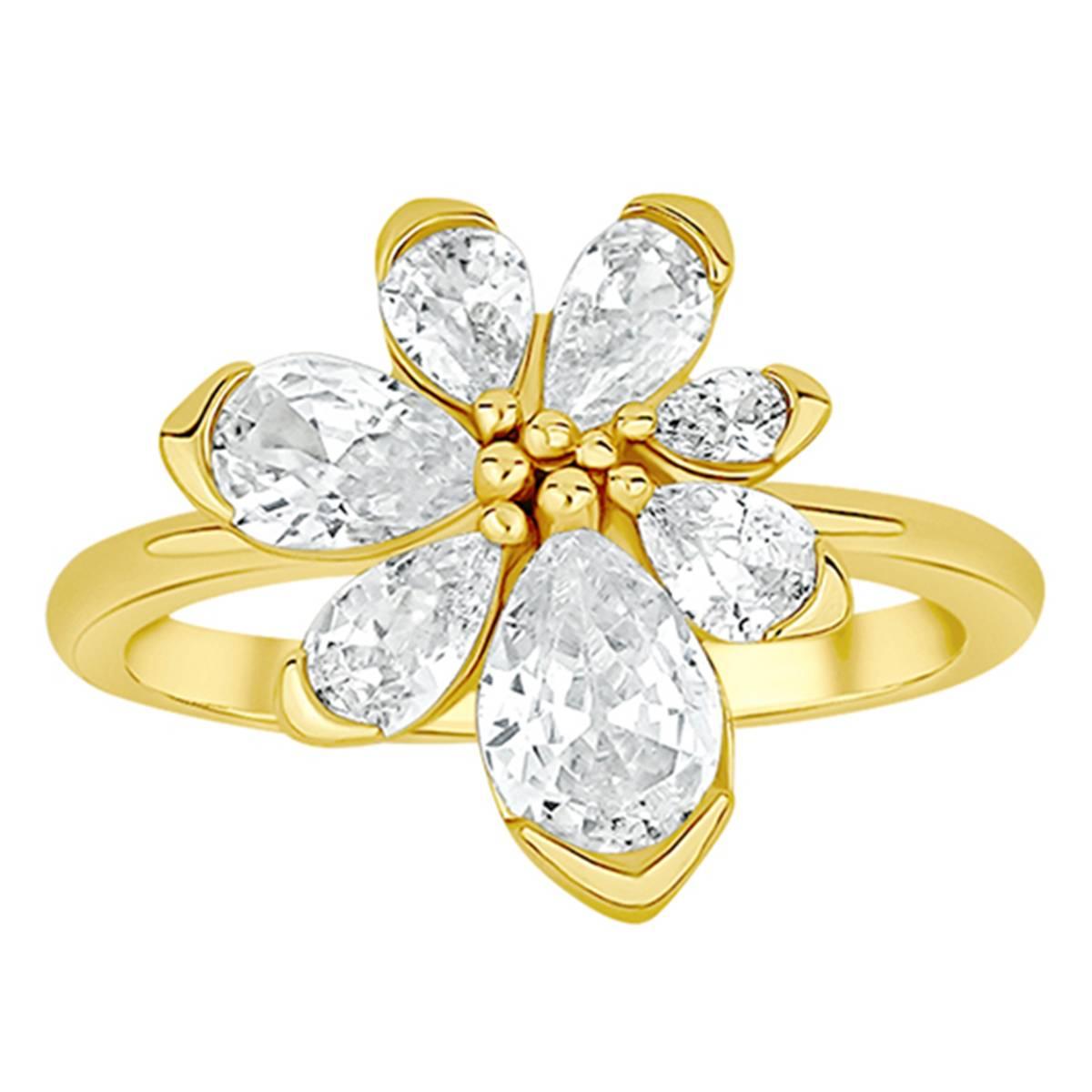 Click here for Marsala Gold Plated CZ Flower Ring prices