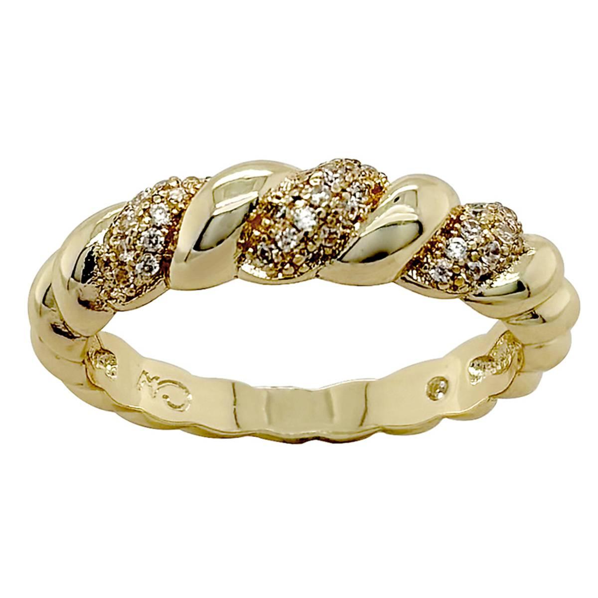 Click here for Marsala 14kt. Gold Plated & CZ Croissant Ring prices