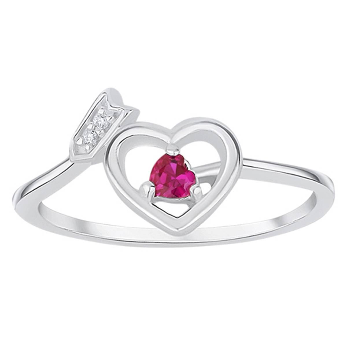 Click here for Marsala Sterling Silver CZ & Ruby Glass Heart & Ar... prices