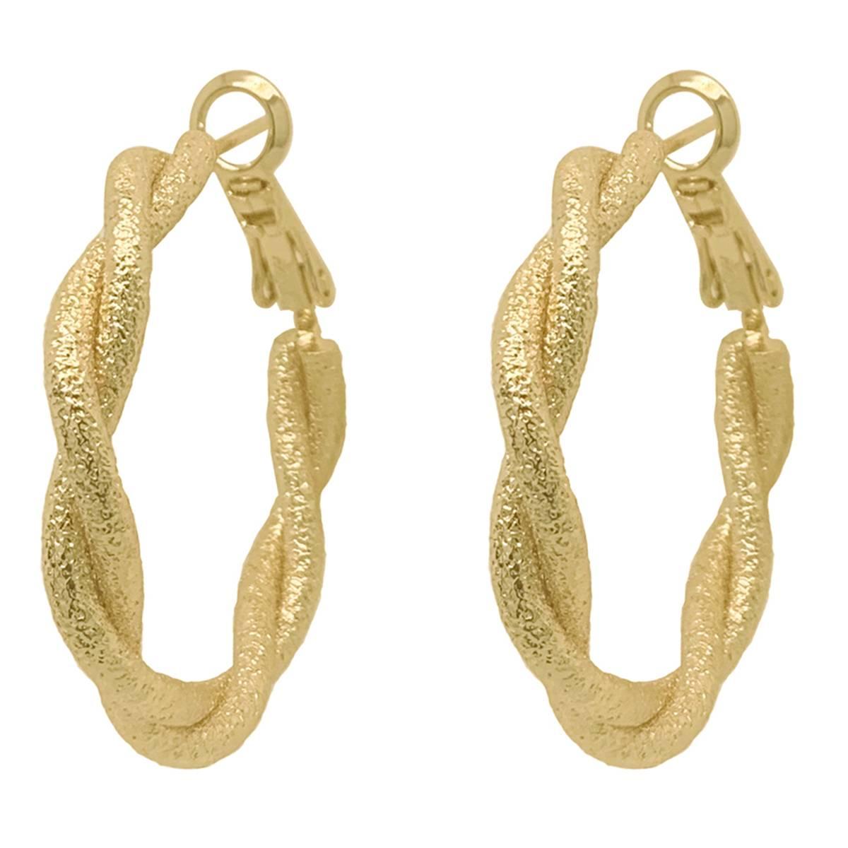Click here for Marsala 14kt. Gold Plated 30mm Braided Hoop Earrin... prices