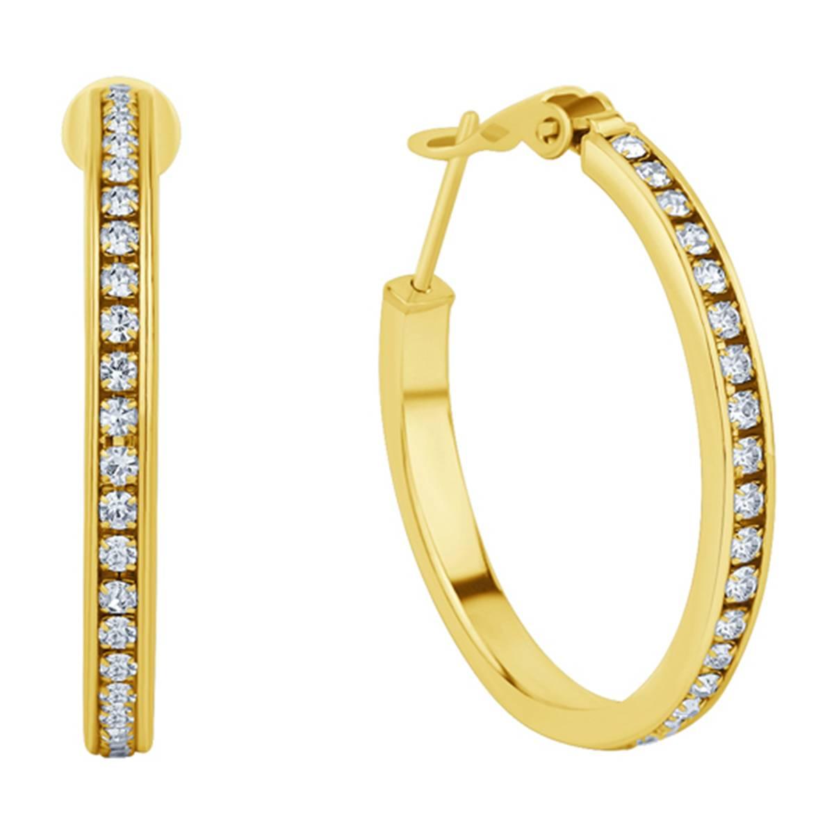 Click here for Marsala Gold Plated CZ Omega Hoop Earrings prices