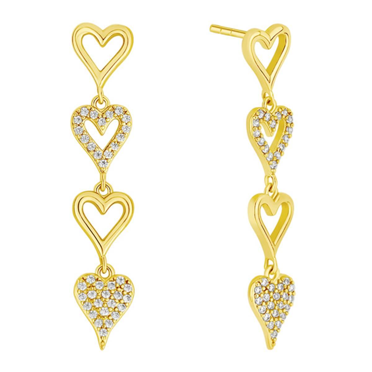 Click here for Marsala Gold Plated CZ Heart Link Drop Earrings prices