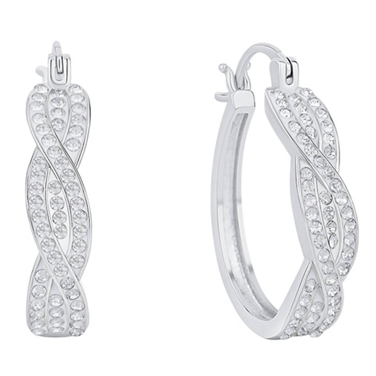 Click here for Marsala Silver Plated & Crystal Weave Hoop Earring... prices