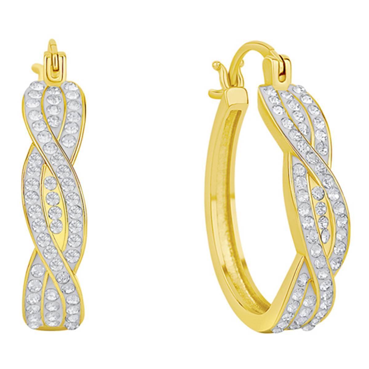 Click here for Marsala Gold Plated & Crystal Weave Hoop Earrings prices