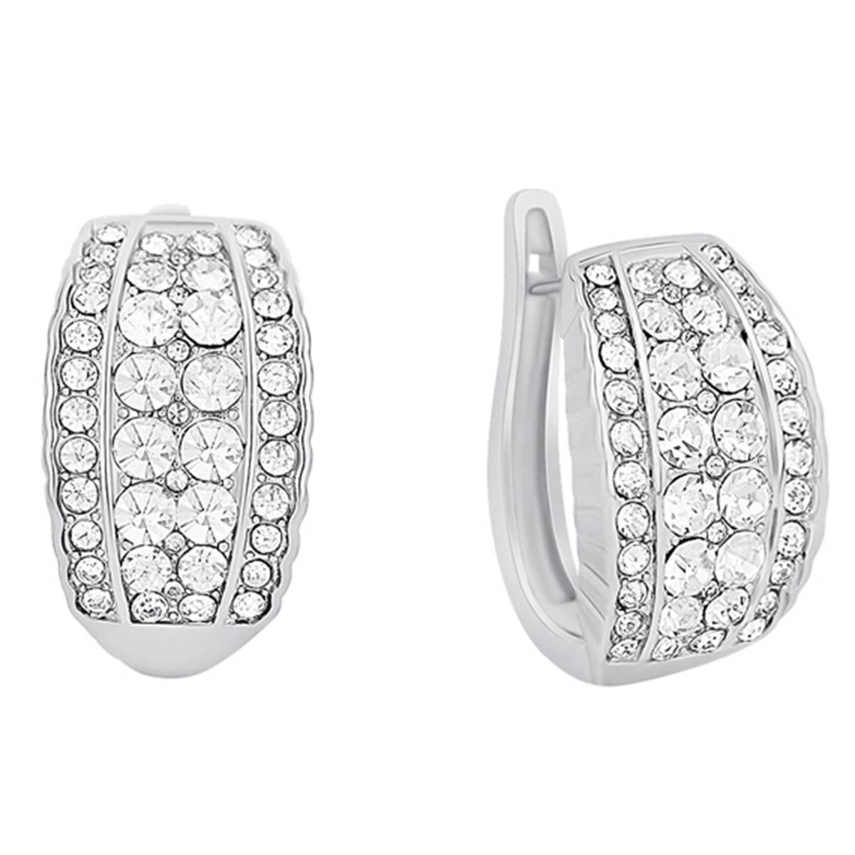 Click here for Marsala Silver Plated Crystal Pave Hoop Earrings prices