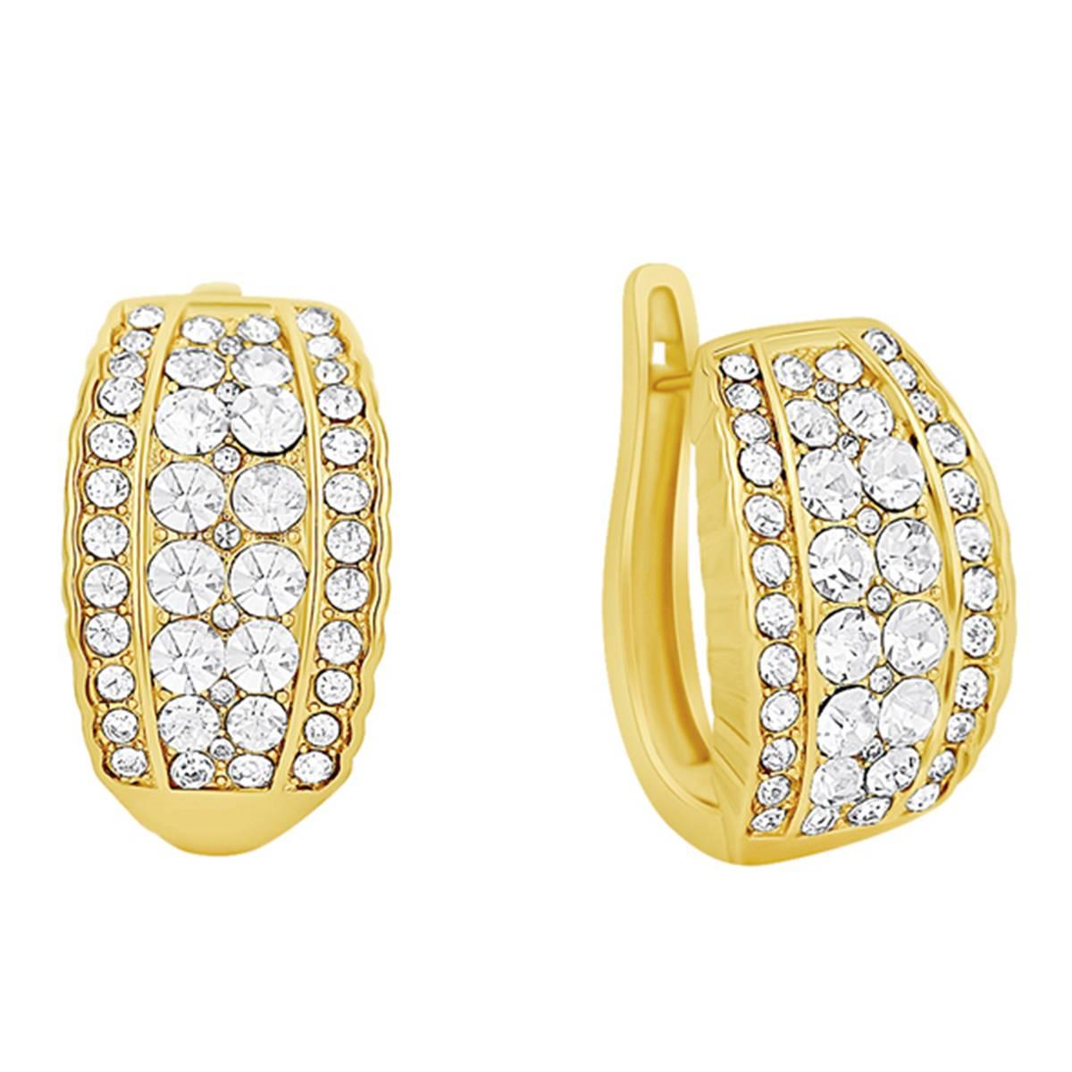 Click here for Marsala Gold Plated Crystal Pave Hoop Earrings prices