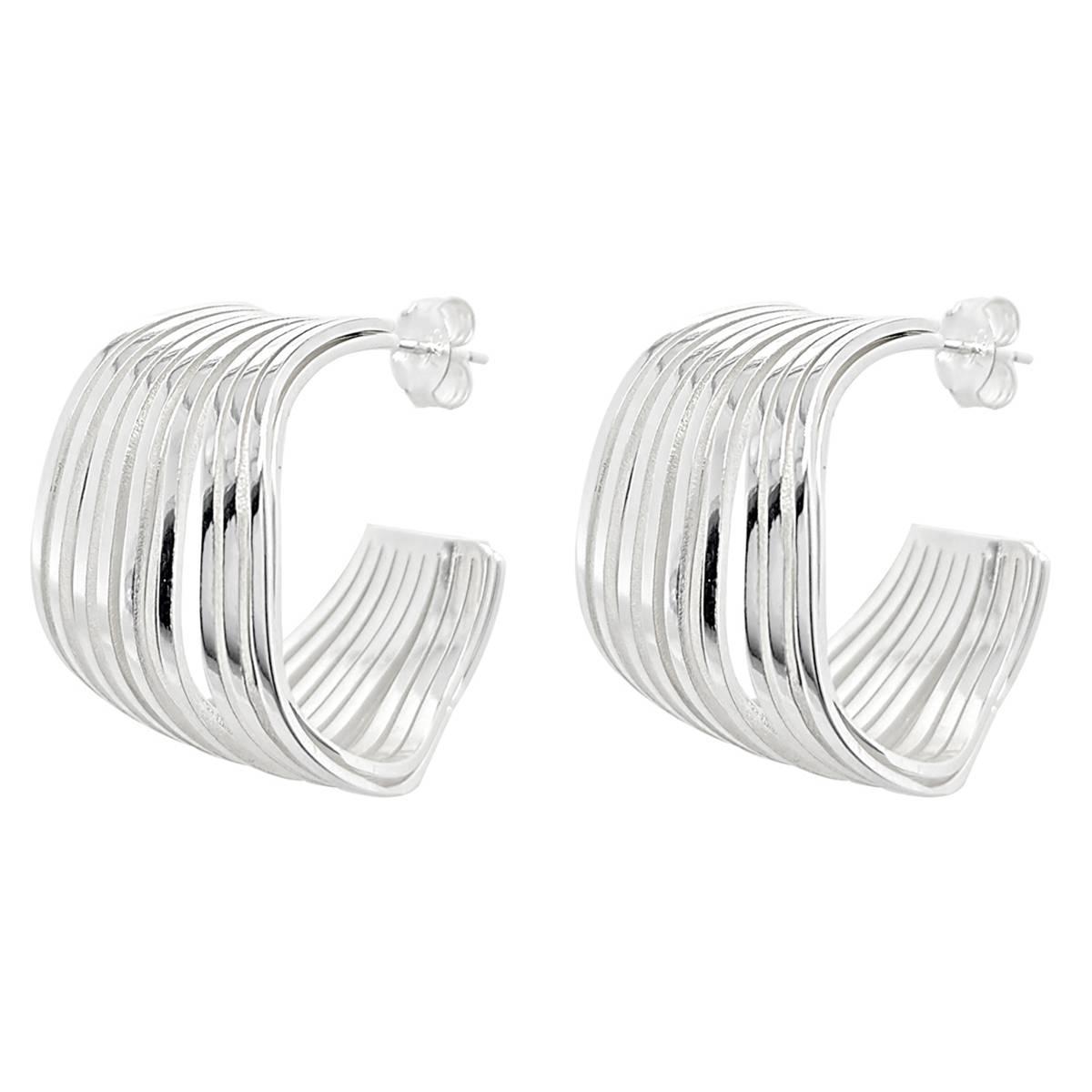 Click here for Marsala Fine Silver Plated Wavy Hoop Earrings prices