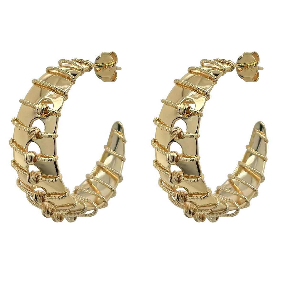 Click here for Marsala 14kt. Gold Plated Wire Wrap Hoop Earrings prices