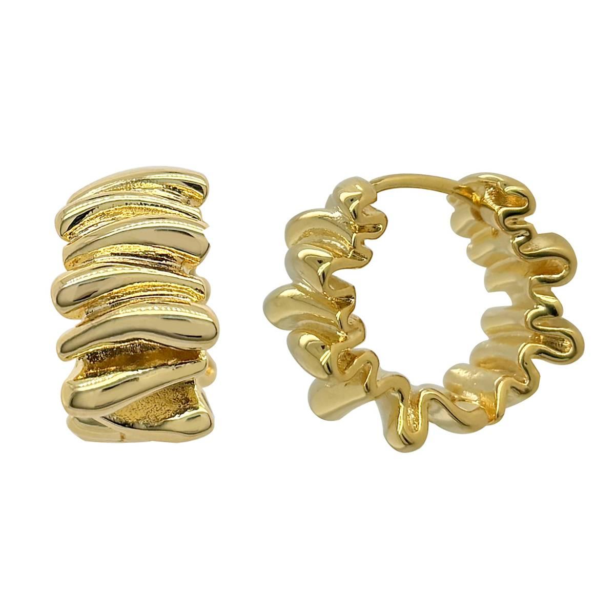 Click here for Marsala 14kt. Gold Plated Wavy Hoop Earrings prices