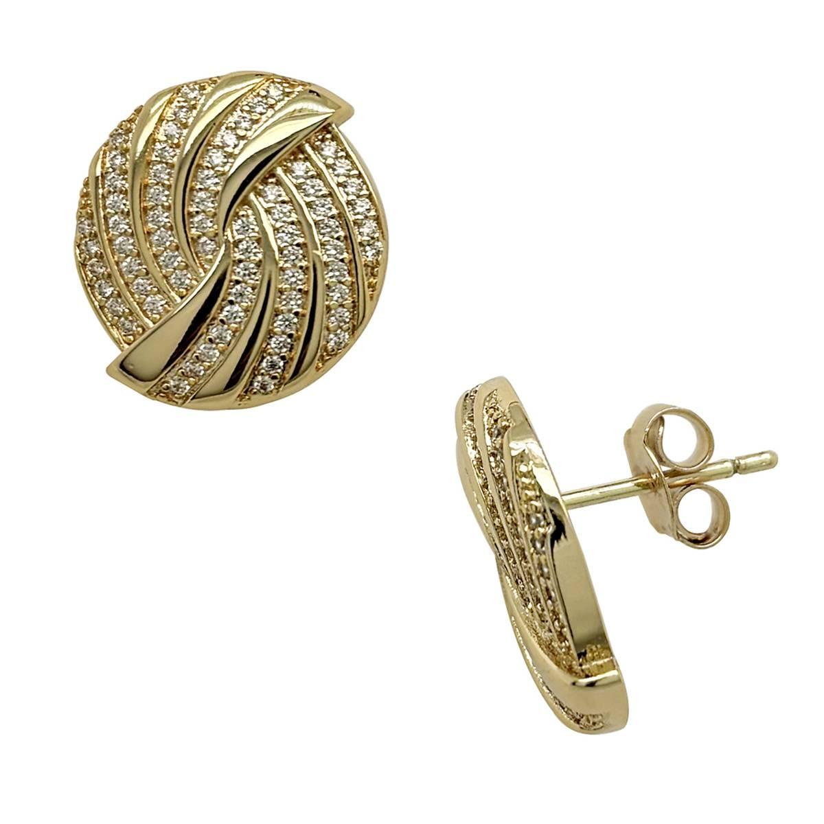 Click here for Marsala 14kt. Gold Plated & CZ Swirl Earrings prices