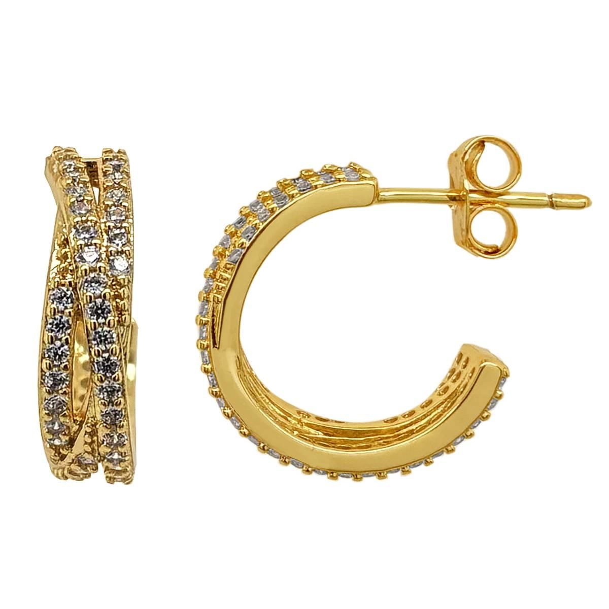 Click here for Marsala 14kt. Gold Plated CZ Pave Hoop Earrings prices