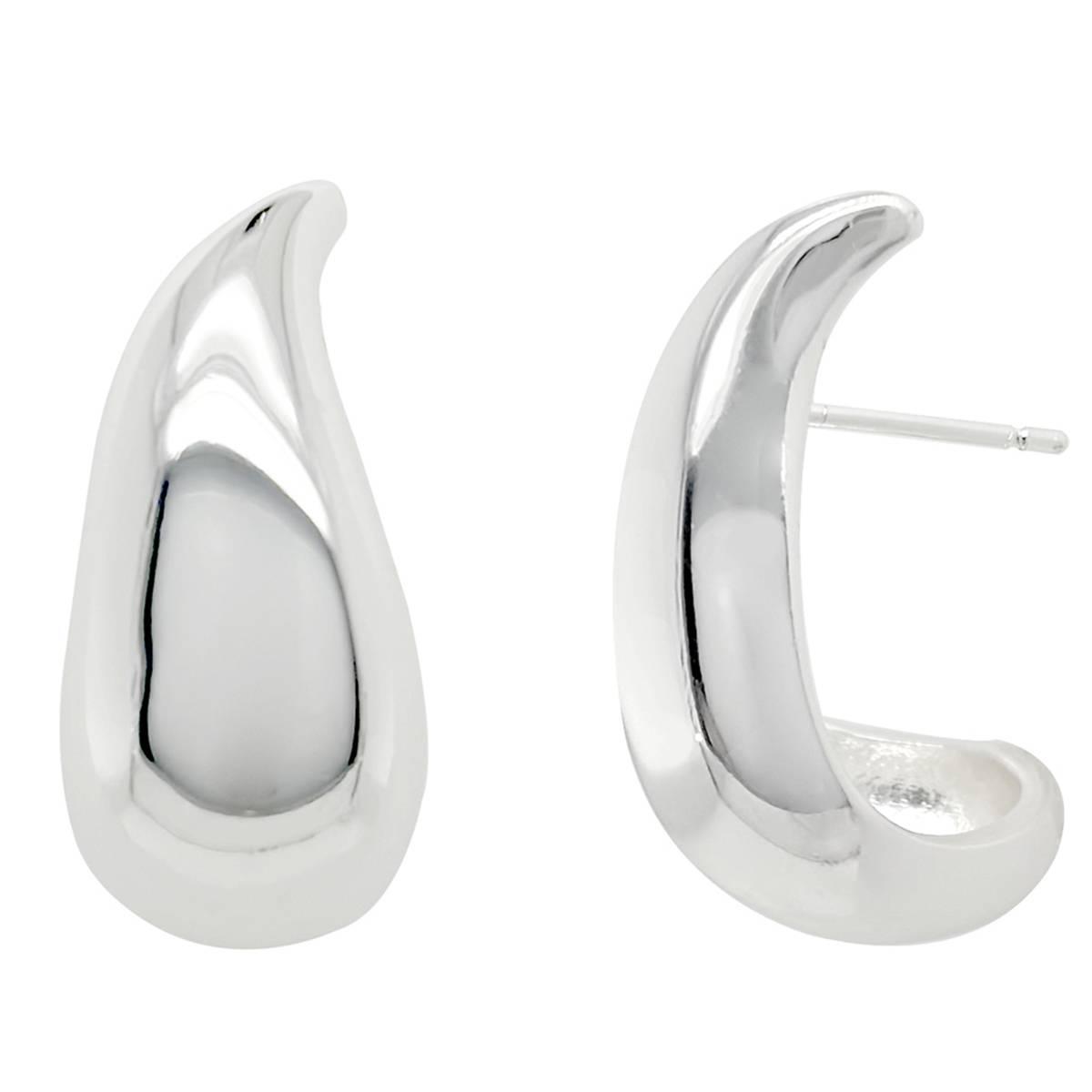 Click here for Marsala Fine Silver Plated Curve Puff Hoop Earring... prices