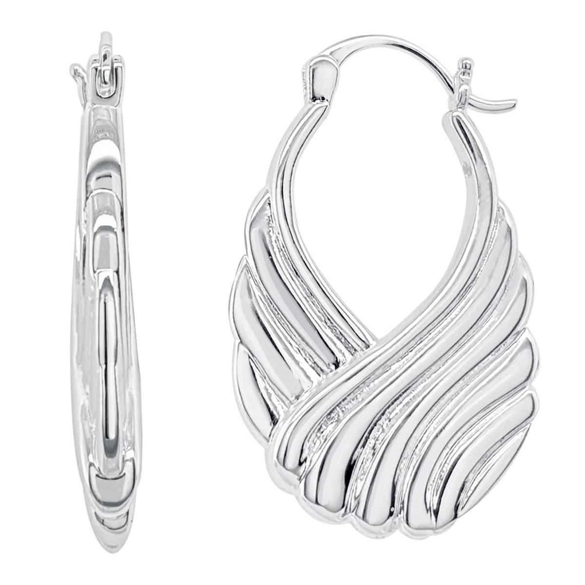 Click here for Marsala Fine Silver Plated Scalloped Hoop Earrings prices