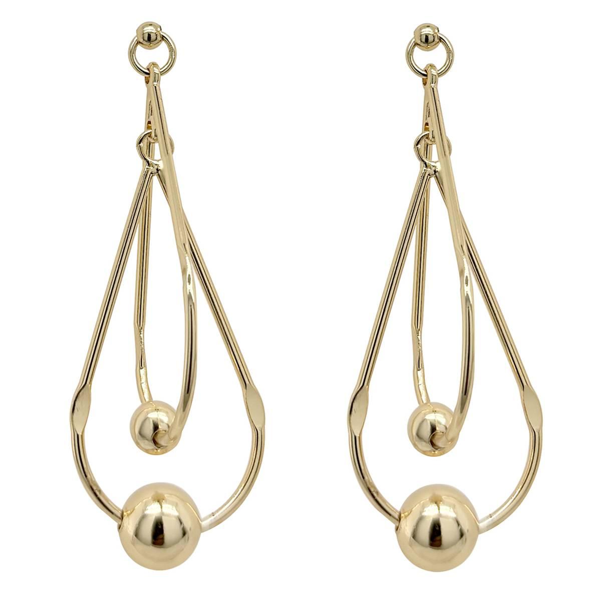 Click here for Marsala 14kt. Gold Plated Wire Ball Drop Earrings prices