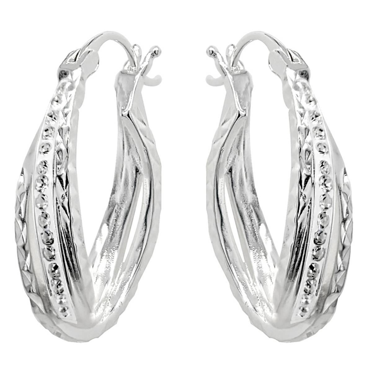 Click here for Marsala Fine Silver Plated Crystal Oval Hoop Earri... prices