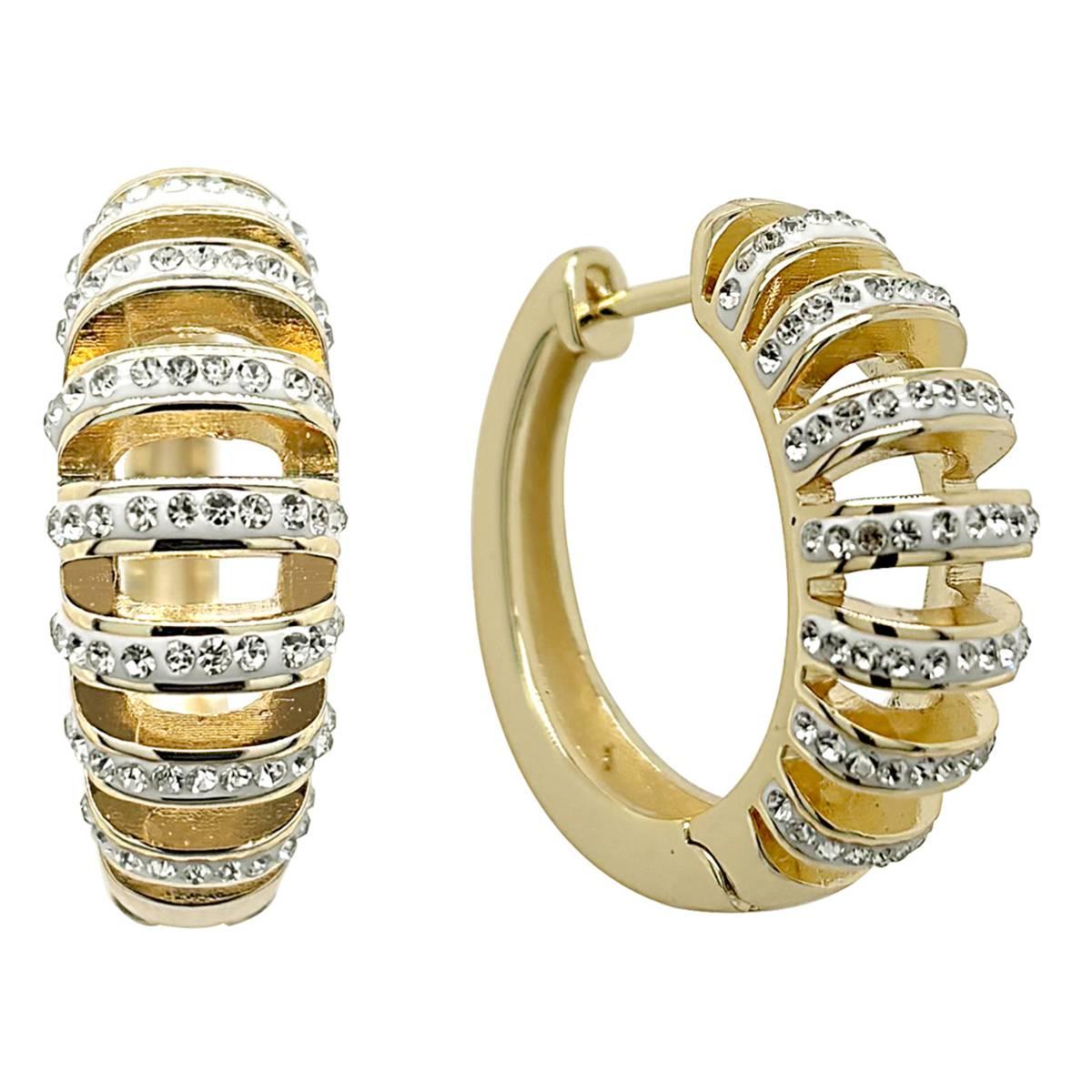 Click here for Marsala 14kt. Gold Plated Crystal Hoop Earrings prices