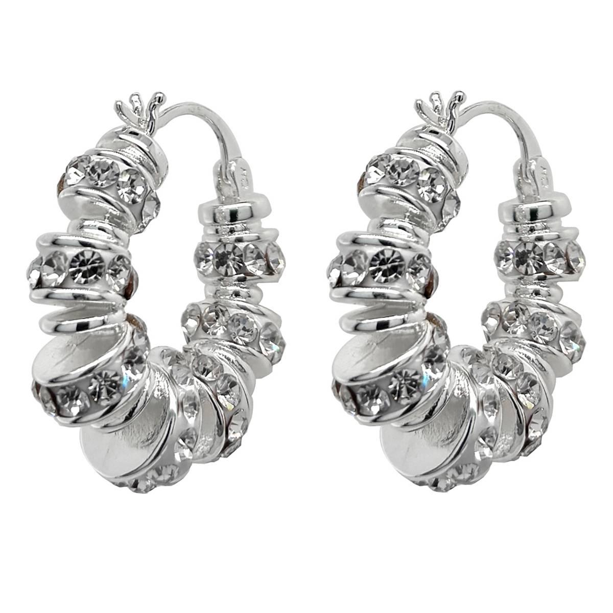 Click here for Marsala Fine Silver Plated Crystal Hoop Earrings prices