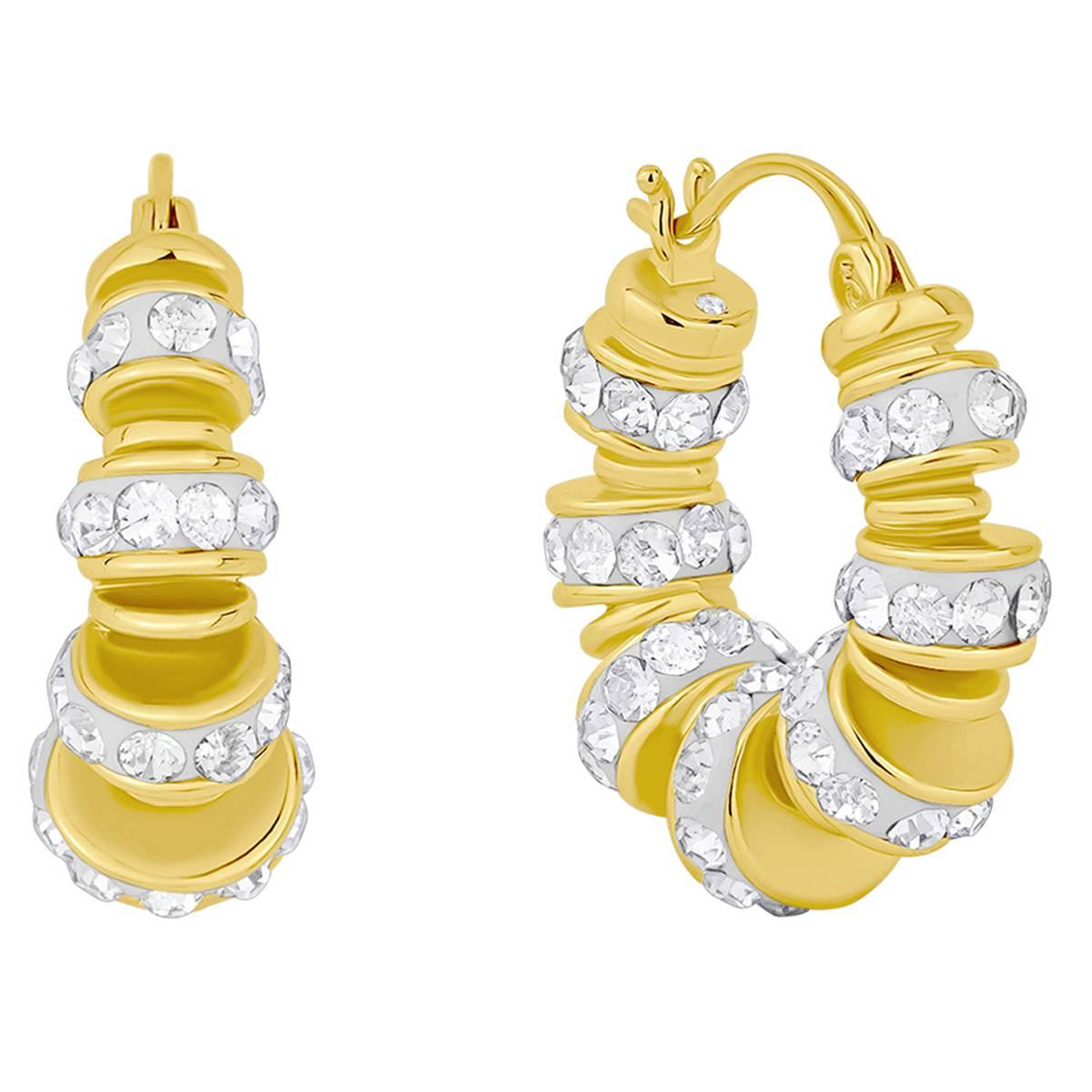 Click here for Marsala 14kt. Gold Plated Crystal Station Hoop Ear... prices