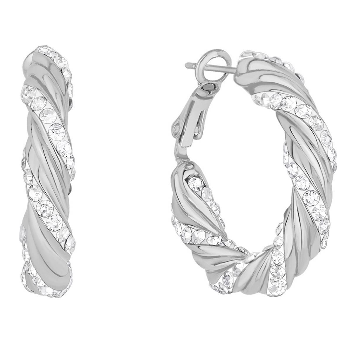 Click here for Marsala Fine Silver Plated Crystal Twist Hoop Earr... prices