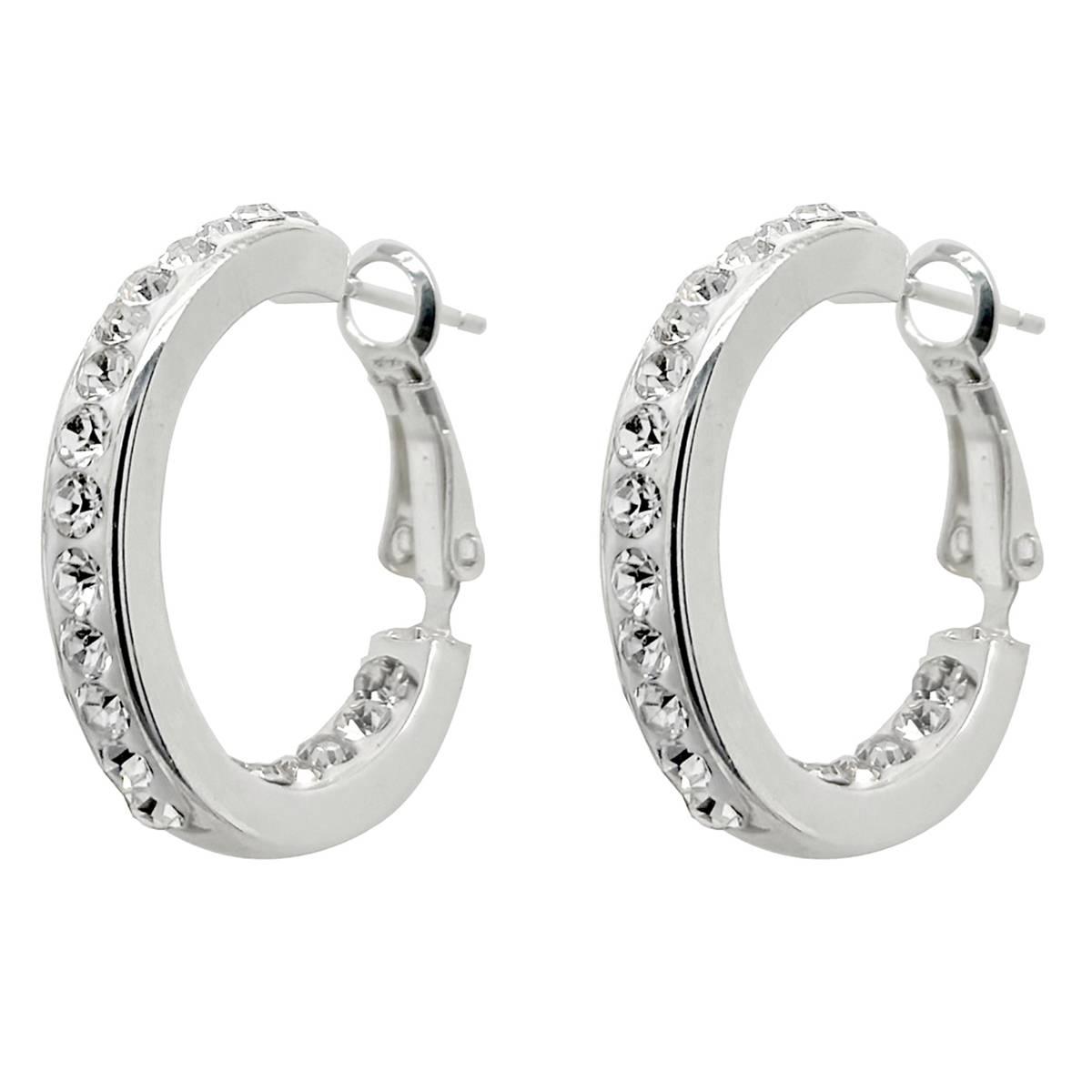 Click here for Marsala Fine Silver Plated Crystal Omega Hoop Earr... prices