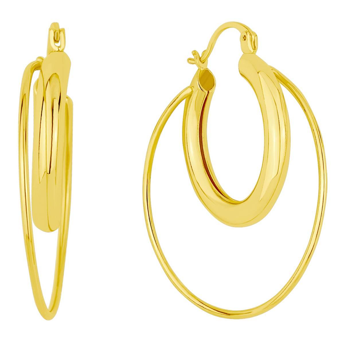 Marsala 14kt. Gold Plated Double Row Hoop Earrings