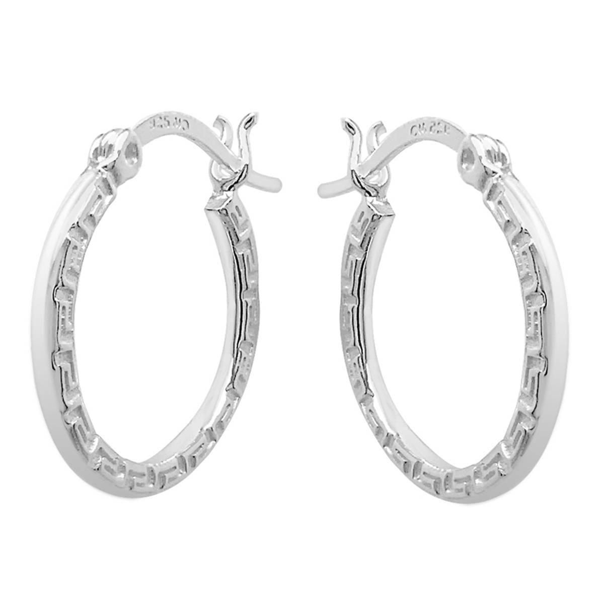 Click here for Marsala Sterling Silver Greek Key Hoop Earrings prices