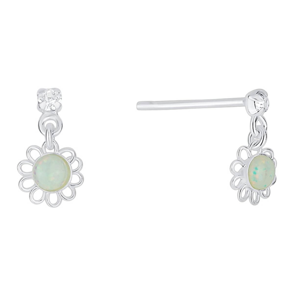 Click here for Marsala Lab Grown Opal & Crystal Flower Post Earri... prices