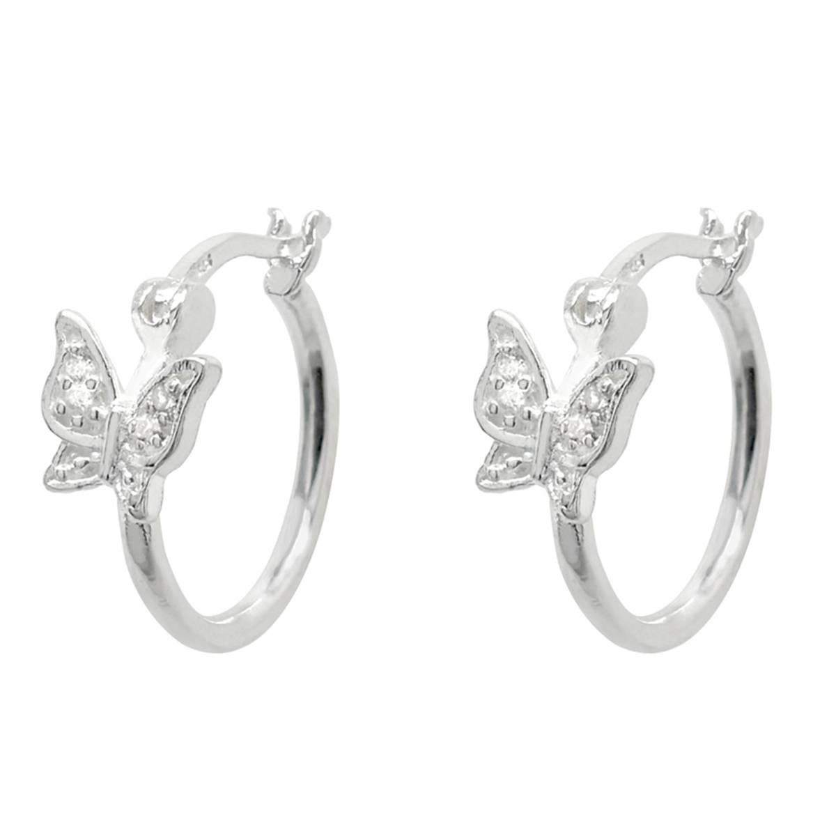 Click here for Marsala Sterling Silver Butterfly Hoop Earrings wi... prices