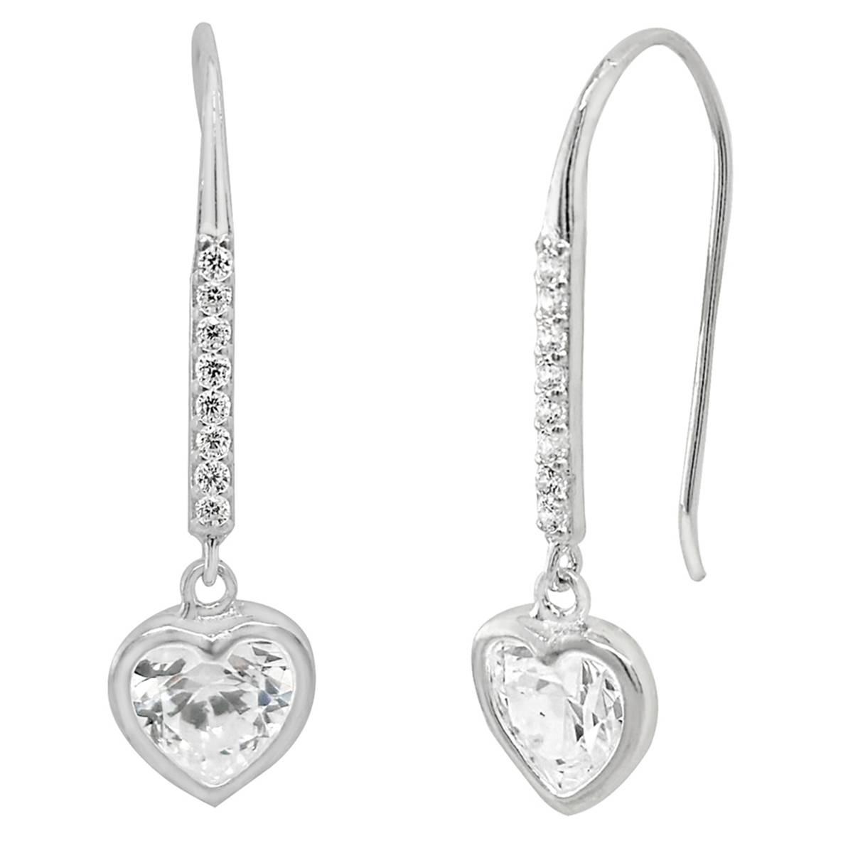 Click here for Marsala Sterling Silver CZ Heart Drop Earrings prices