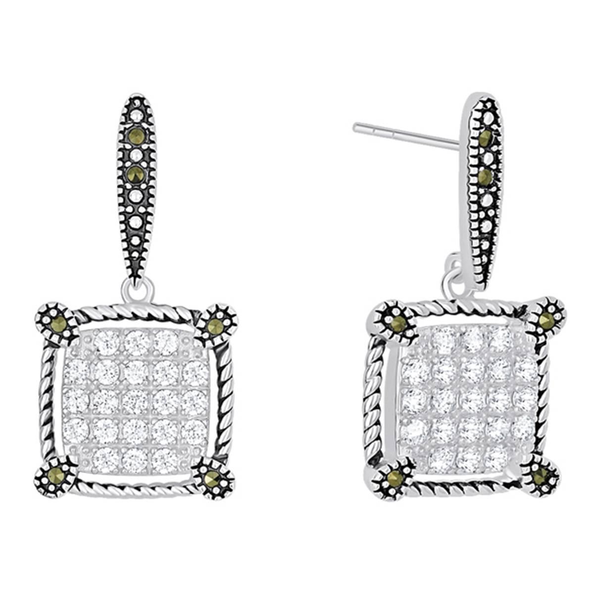 Click here for Marsala Silver Plated Marcasite & Crystal Post Ear... prices