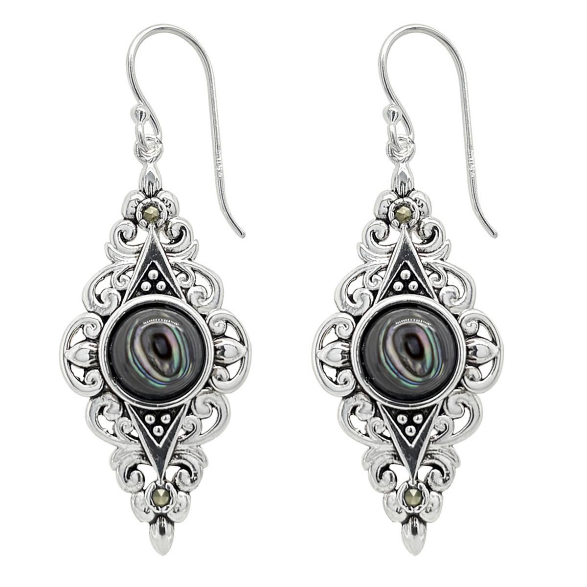 Click here for Marsala Fine Silver Plated Marcasite & Abalone Ear... prices