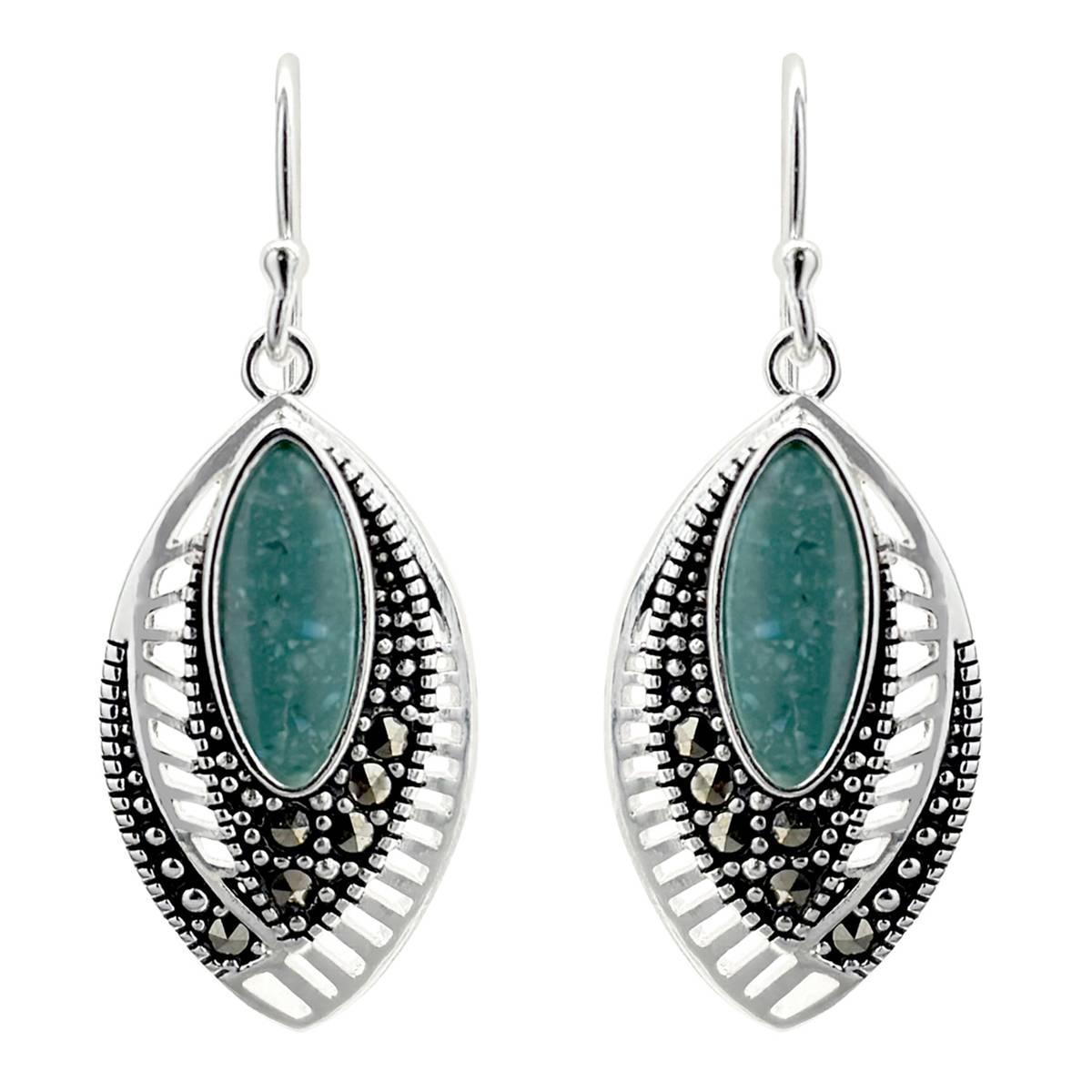 Click here for Marsala Fine Silver Plated Marcasite & Turquoise E... prices