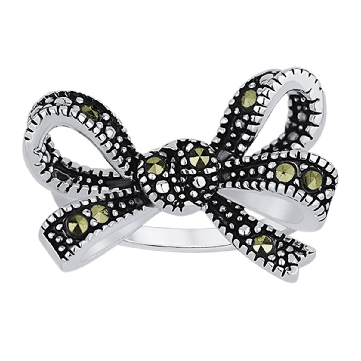 Click here for Marsala Silver Plated Marcasite Bow Ring prices