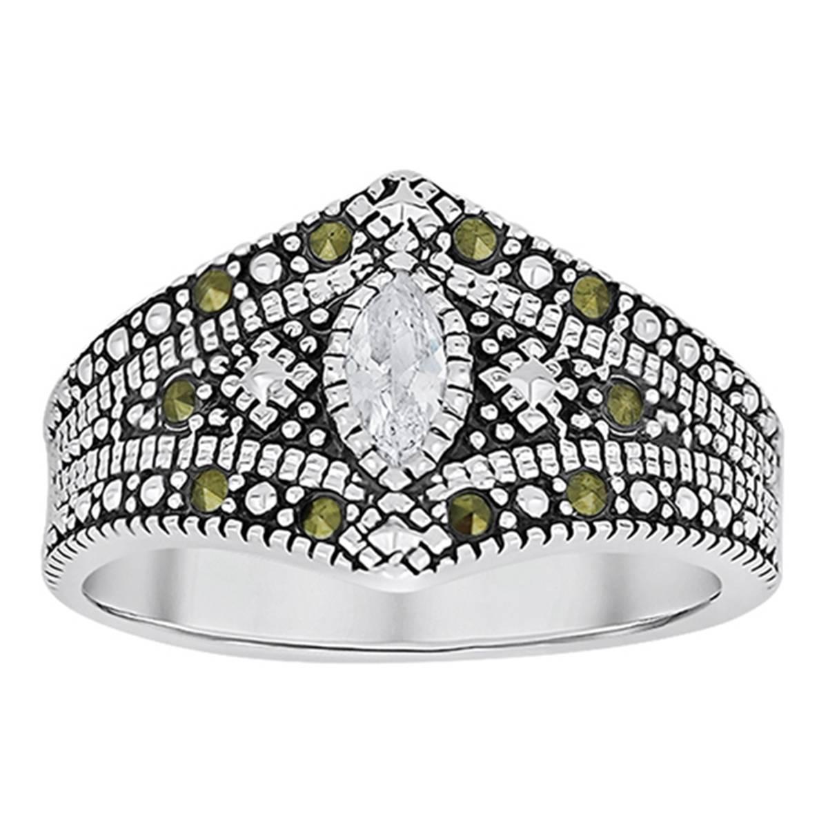 Click here for Marsala Genuine Marcasite & CZ Silver Plated Ring prices