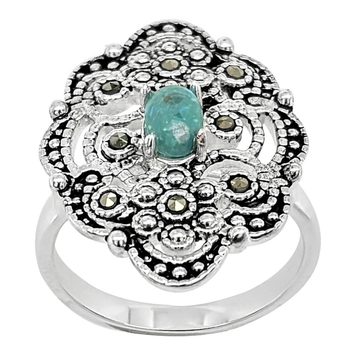 Click here for Marsala Fine Silver Plated Marcasite & Turquoise R... prices